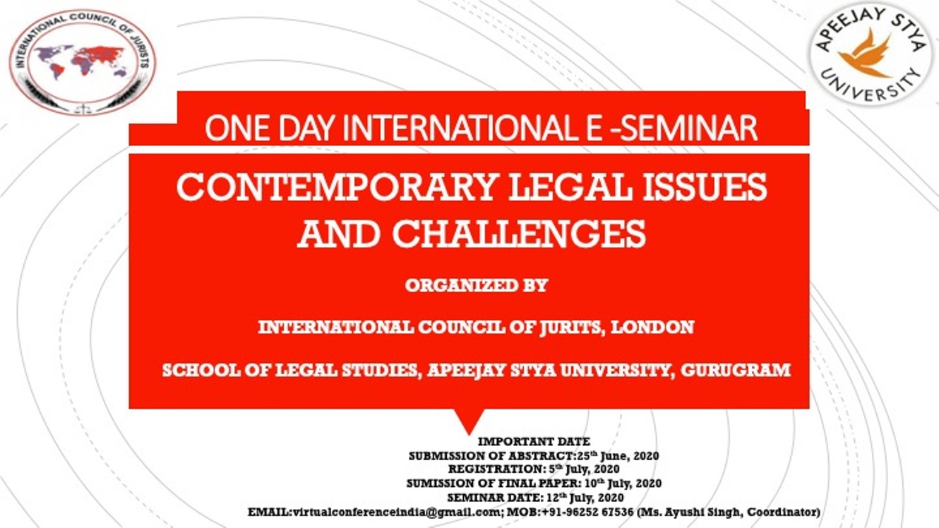 One day International E-Seminar Contemporary Legal Issues and ...